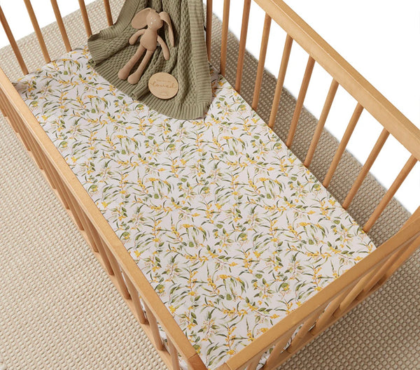 Golden Wattle Fitted Cot Sheet – Feather Road Studios